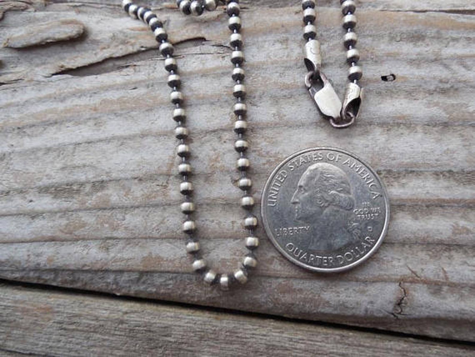 Beaded Chain Necklace 18 Long 3mm Handmade in Sterling - Etsy