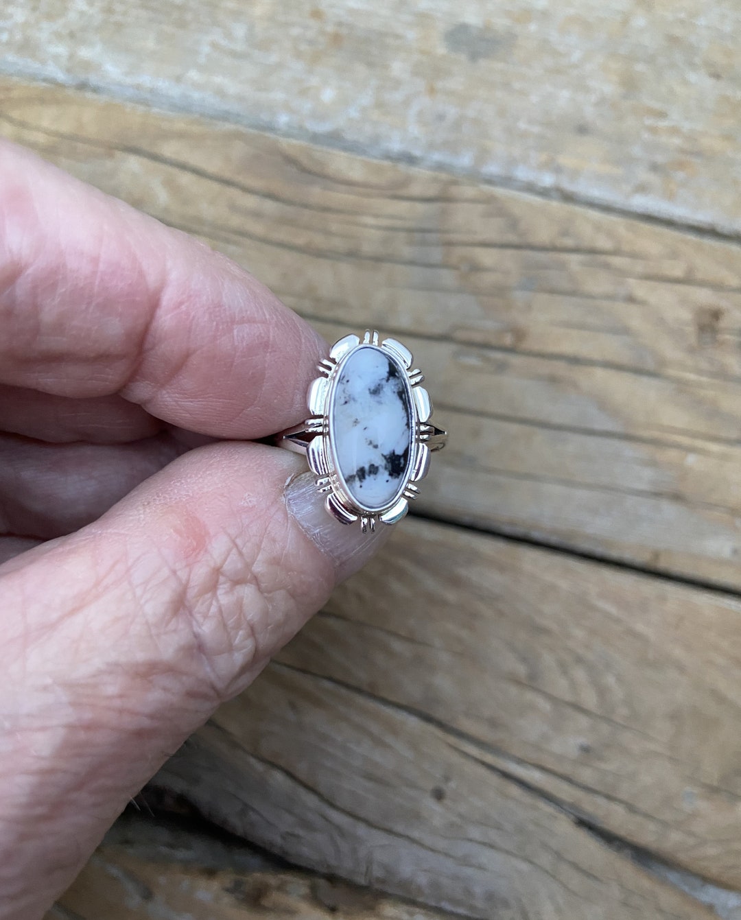 Beautiful White Buffalo Ring Handmade in Sterling Silver 925 With a ...