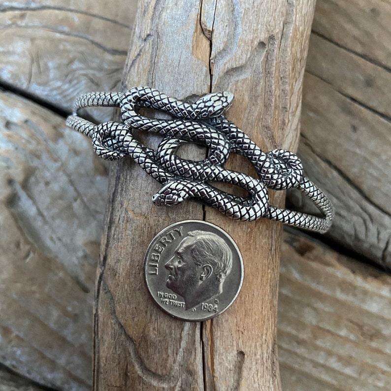 Beautiful Double Snake Cuff Bracelet Handmade in Sterling - Etsy