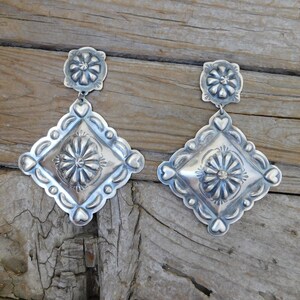 Large Repousse Earrings Handmade in Sterling Silver 925 - Etsy