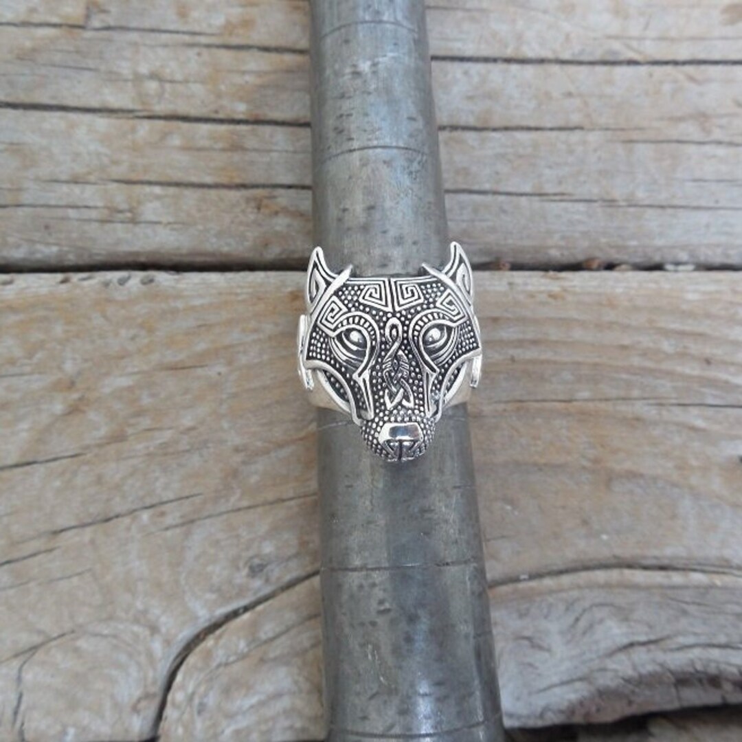 Celtic Wolf Ring Handmade in Sterling Silver 925 With a Triquetra on ...