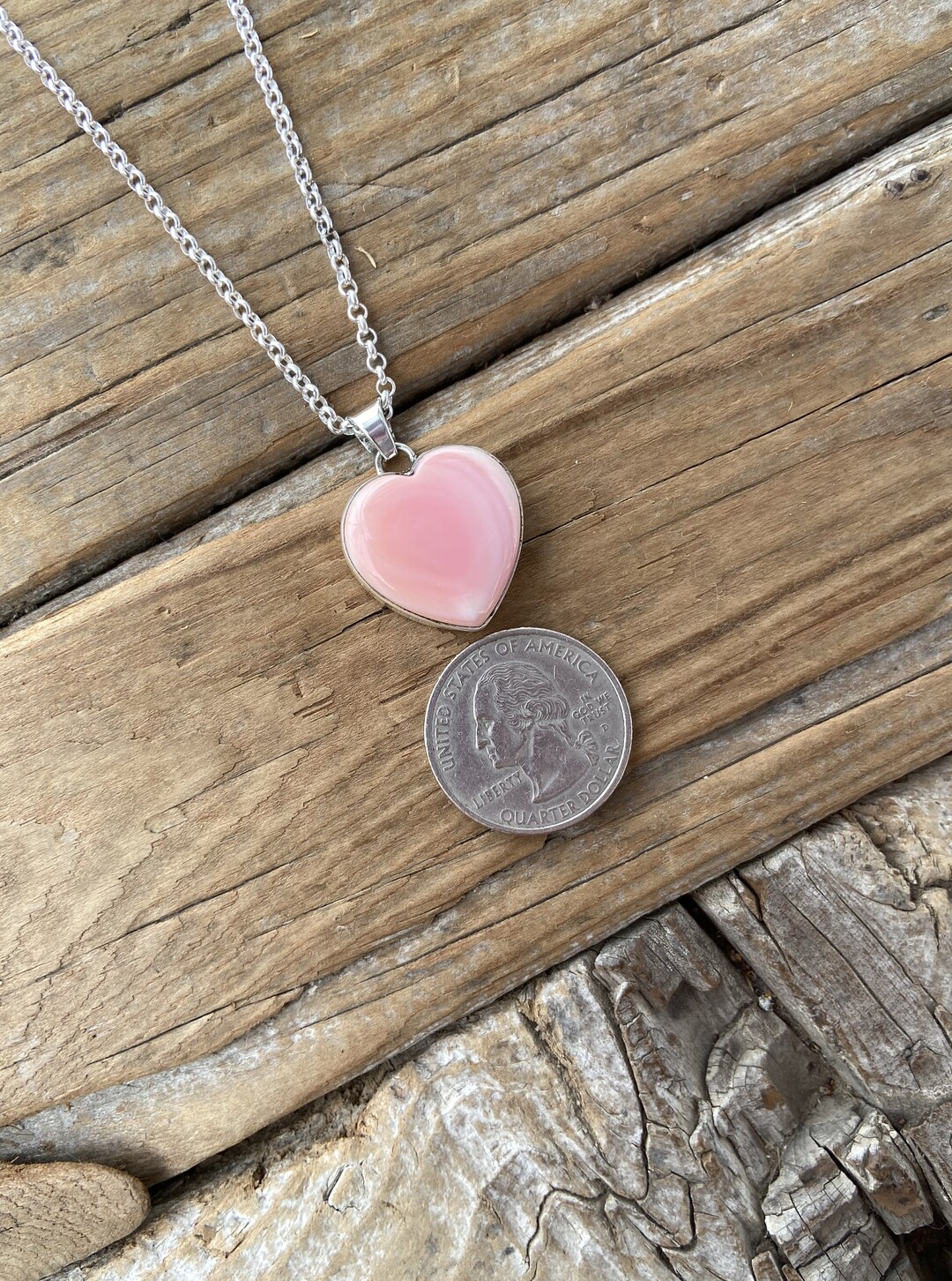 Beautiful Pink Conch Shell Heart Necklace Handmade in Sterling Silver ...