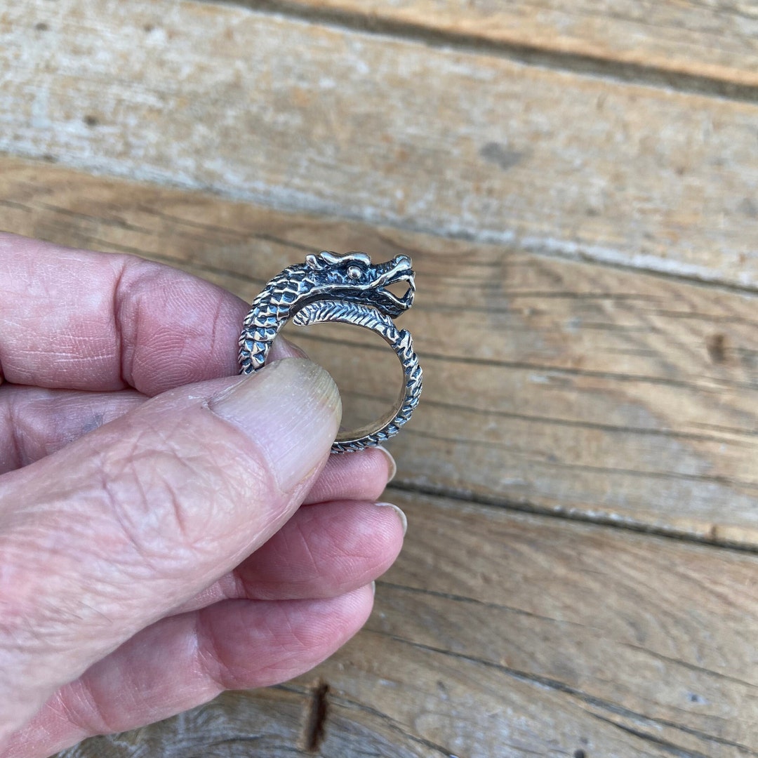 Heavy Adjustable Dragon Ring Handmade in Sterling Silver 925 - Etsy
