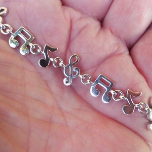 Music Note Bracelet Handmade in Sterling Silver 925 - Etsy