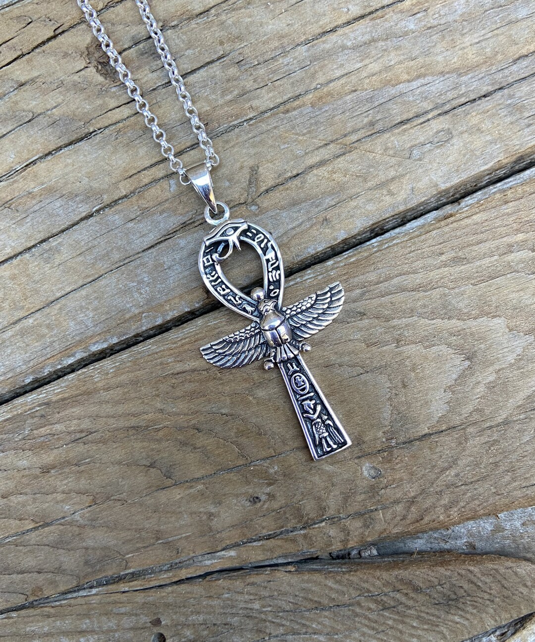 Beautiful Ankh Necklace With the Eye of Ra Handmade in Sterling Silver ...