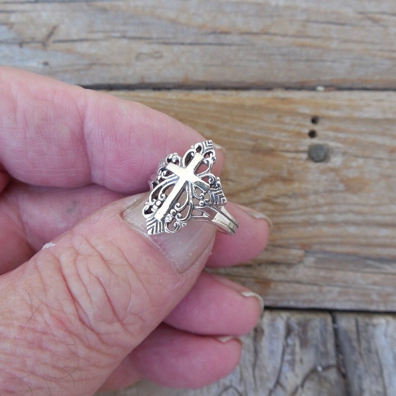 Beautiful Handmade Sterling Silver Cross Ring - Etsy
