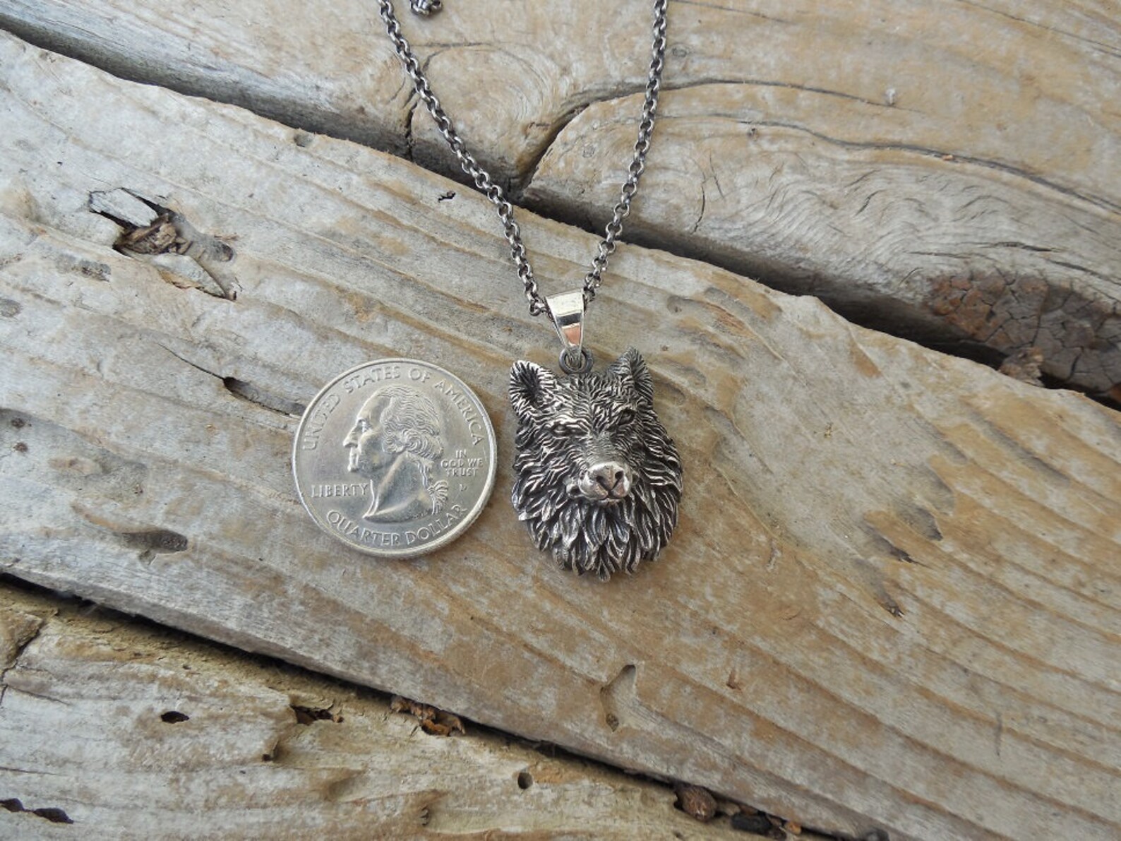 Wolf Necklace Handmade and Antiqued in Sterling Silver 925 - Etsy