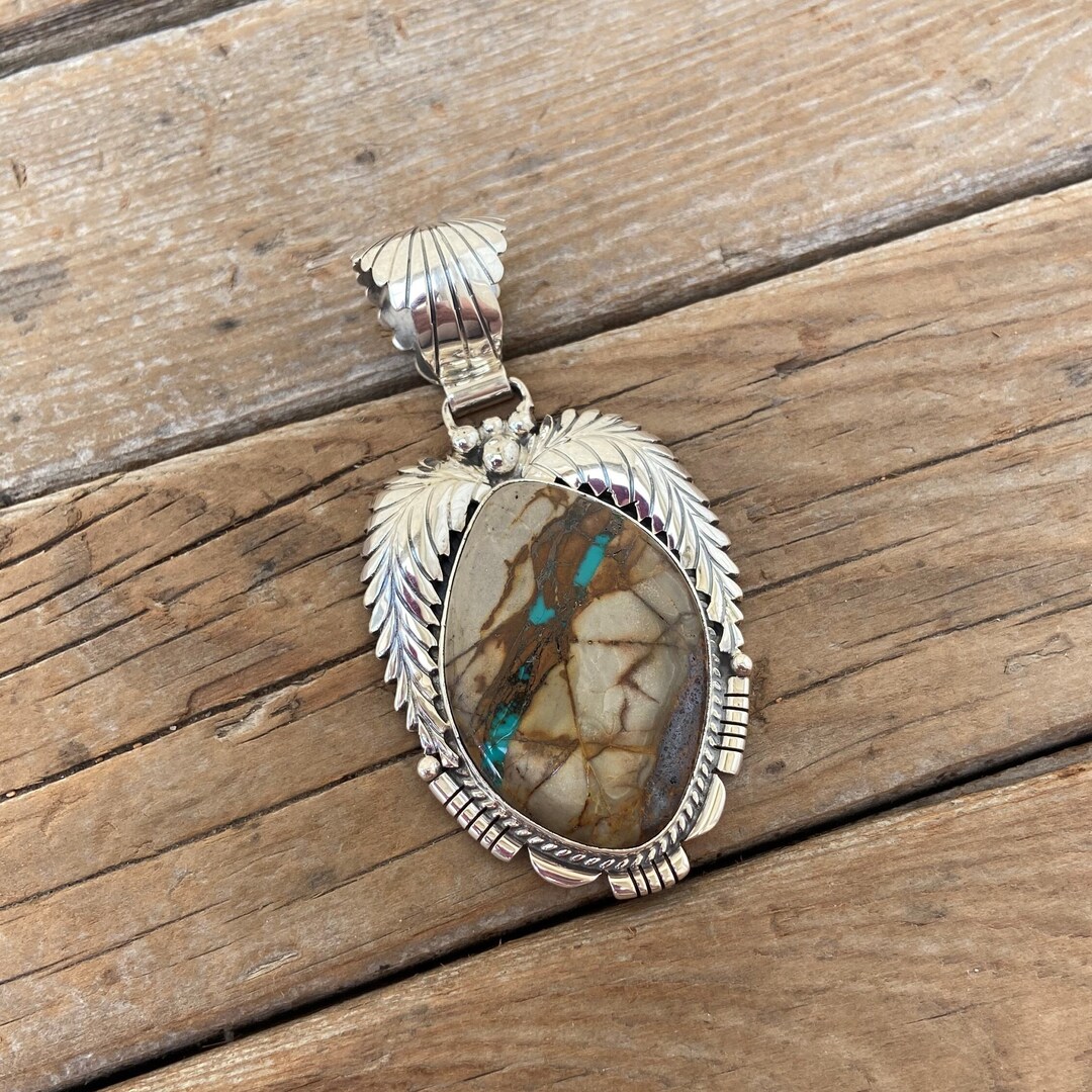 Beautiful Large Turquoise Pendant Handmade and Signed in Sterling ...