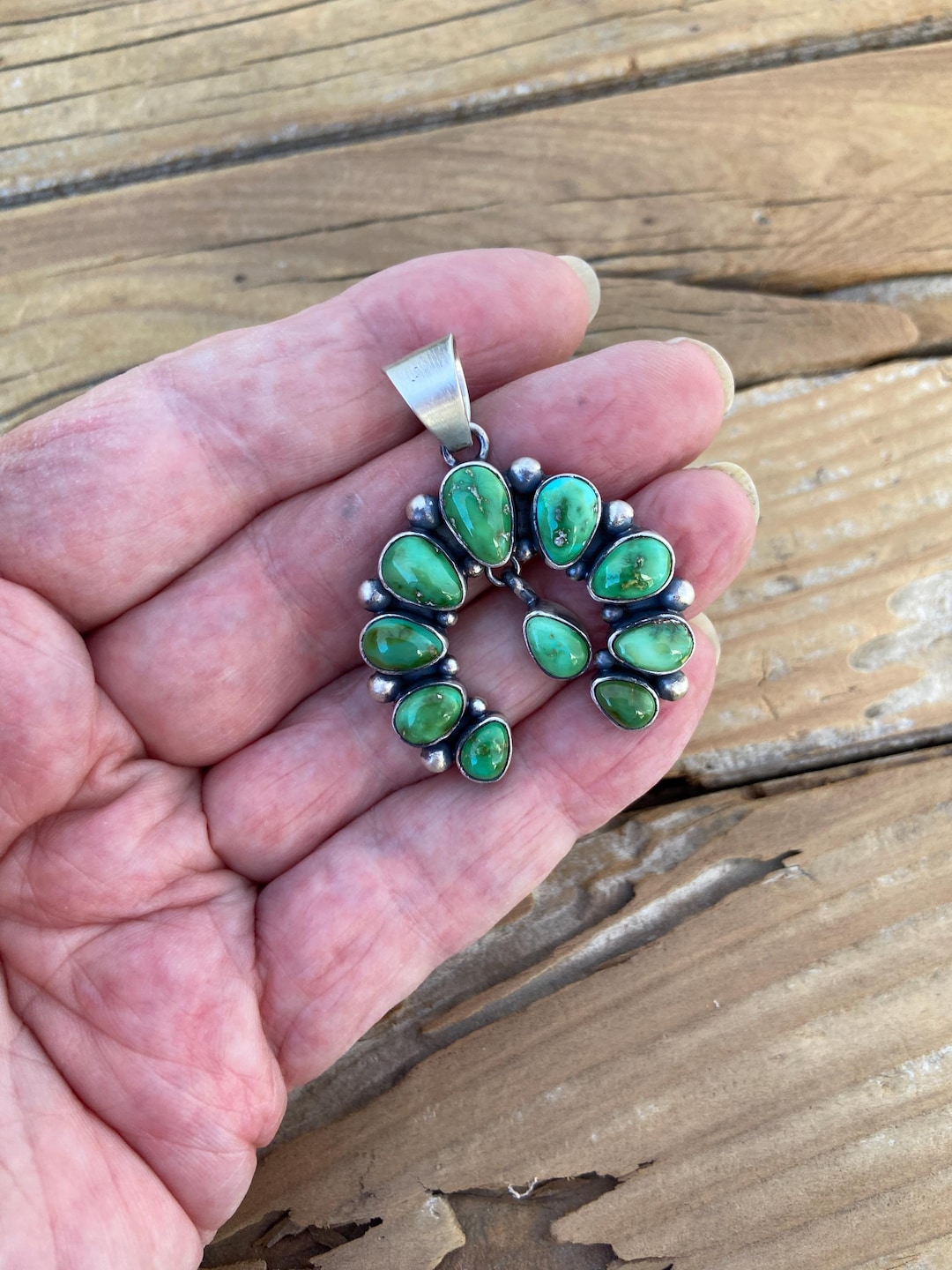 Beautiful Sonoran Gold Turquoise Naja Pendant Handmade in Sterling ...