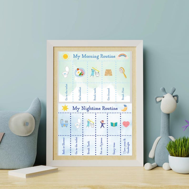 Morning + Evening Routine Chart for Girls - Etsy