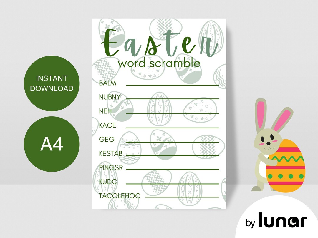 Easter Word Scramble Printable Fun Easter Game for Kids Educational ...