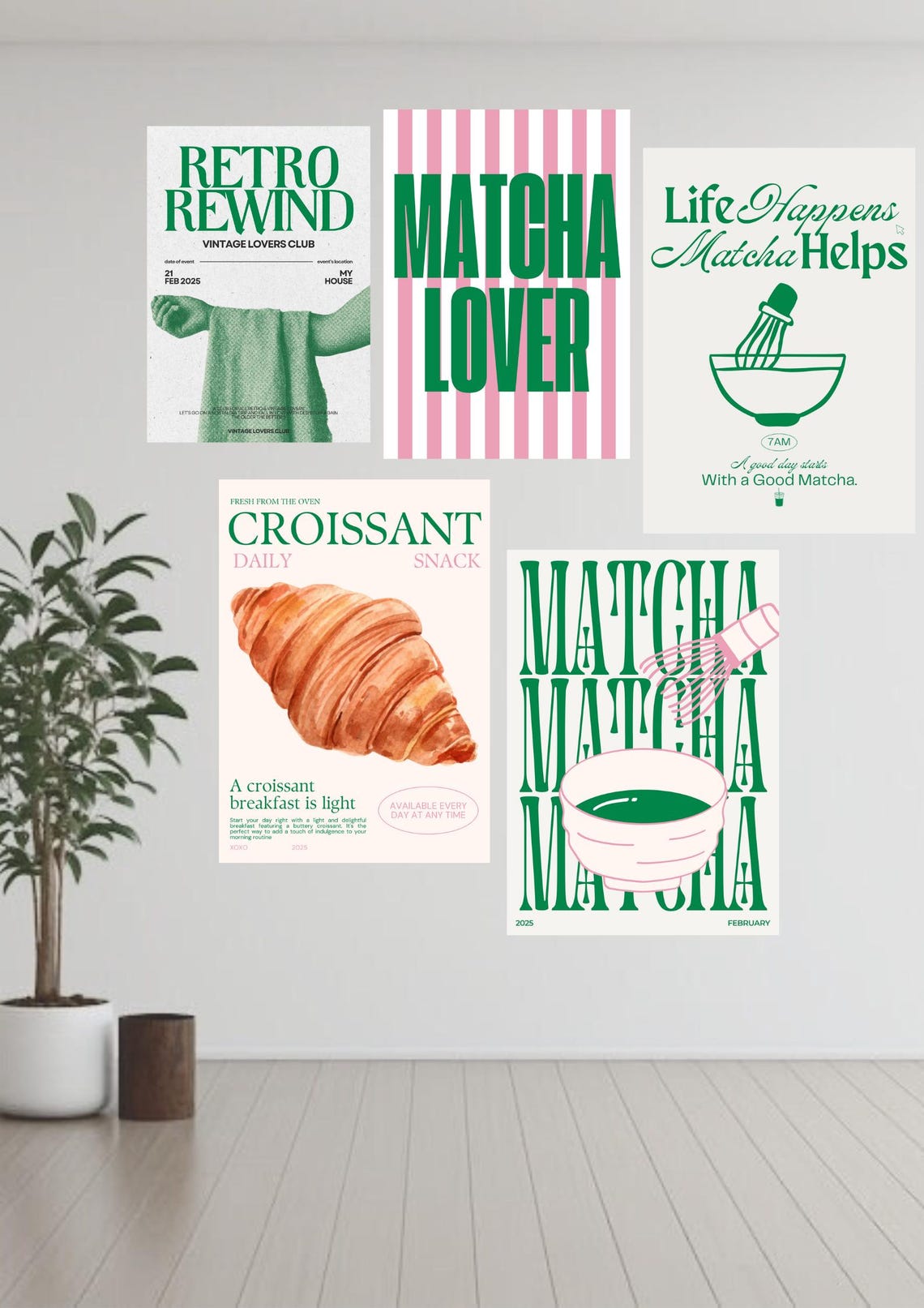 Matcha Girl Aesthetic Poster Bundle, Pinterest Posters, Digital Posters ...