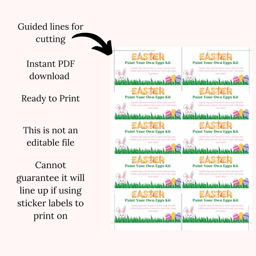 Printable PYO Easter Kit Labels, Easter Cake Pop Labels for Paint Your ...