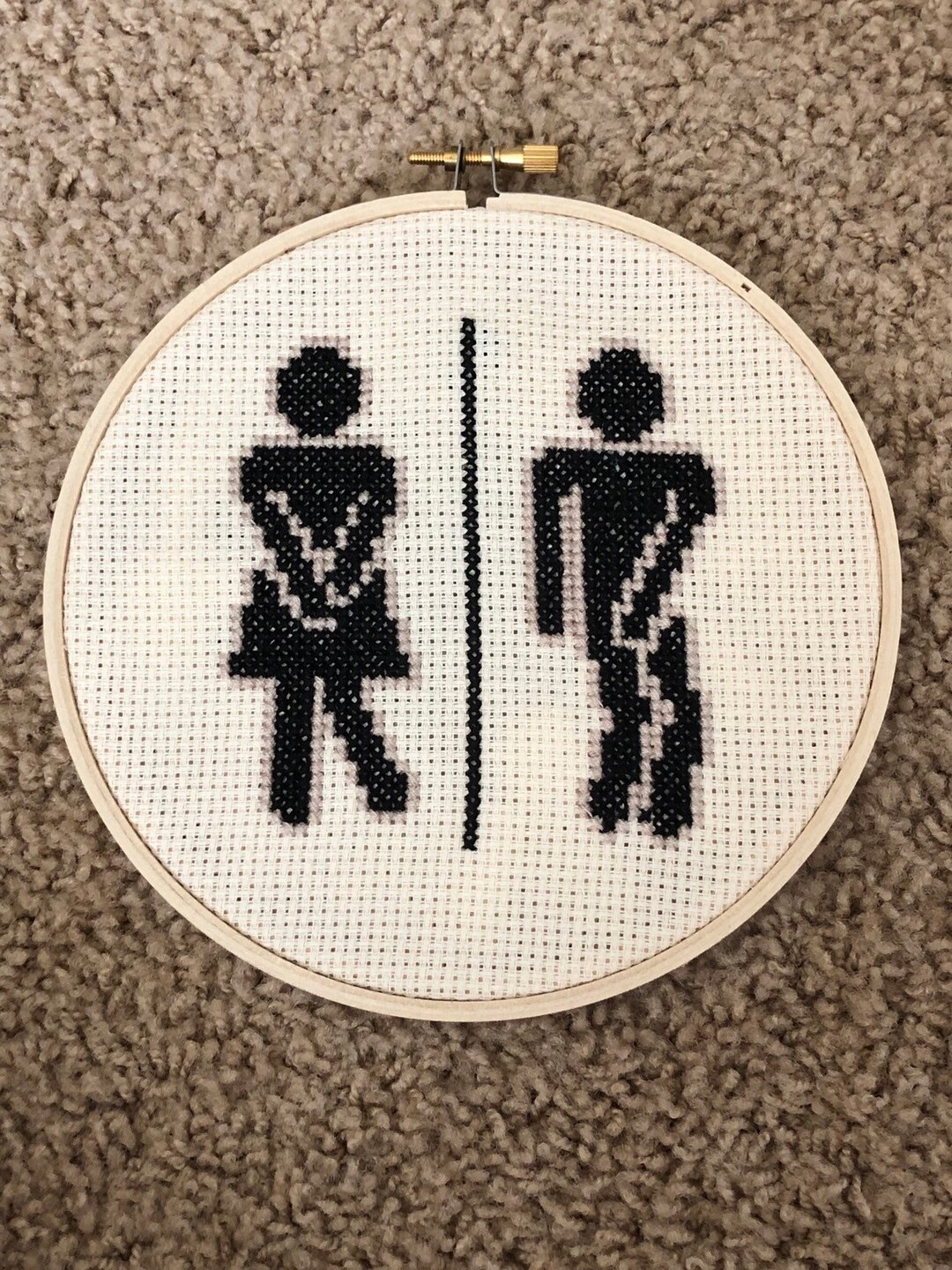 Cross Stitch Restroom Sign - Etsy
