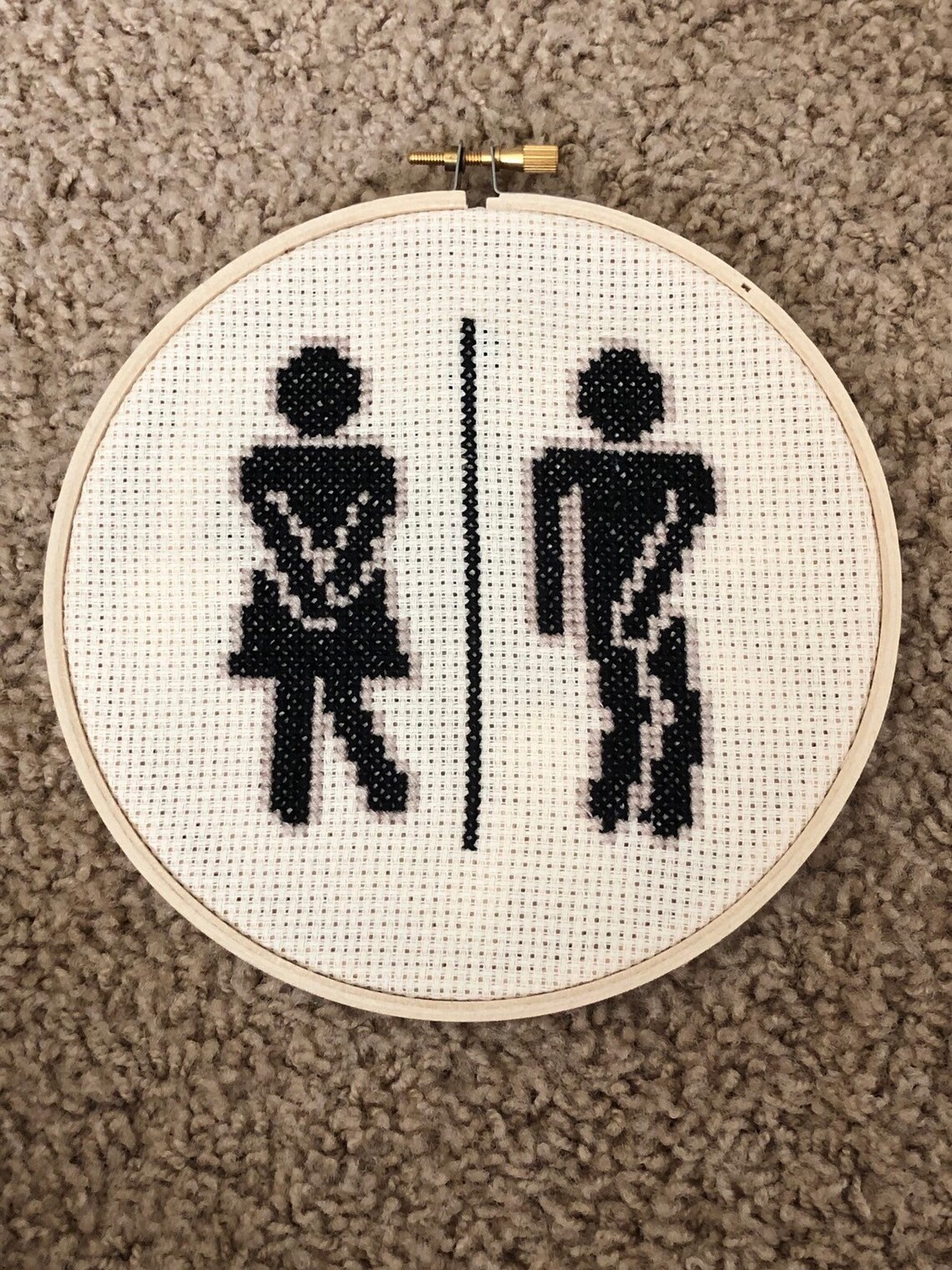 Cross Stitch Restroom Sign - Etsy