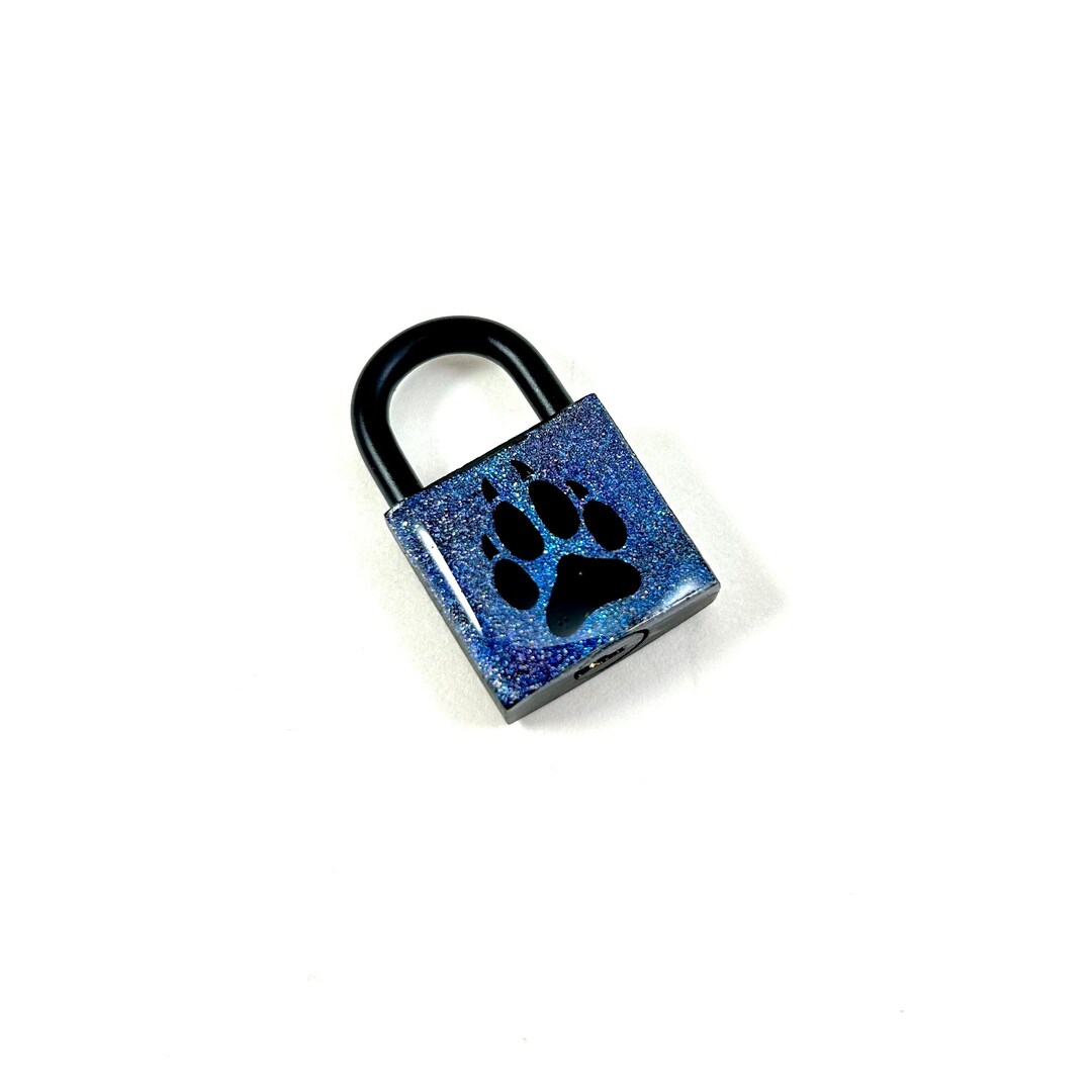 Black and Cobalt Blue Wolf Paw Print Padlock - Etsy