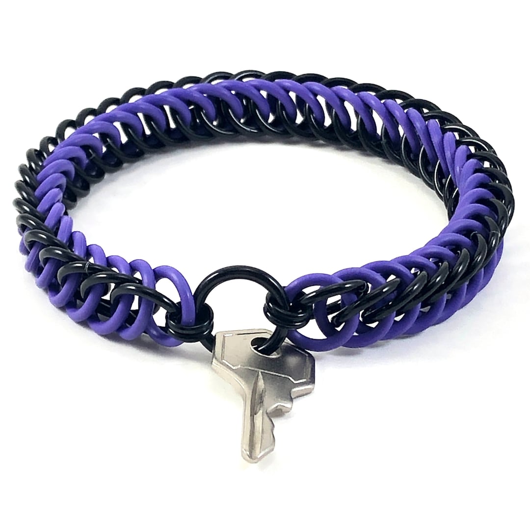 Black and Purple Key Holder Stretch Bracelet - Etsy