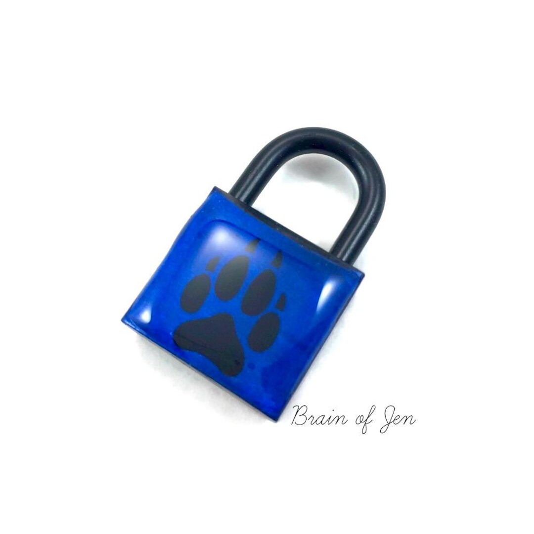 Black and Cobalt Blue Wolf Paw Print Padlock - Etsy