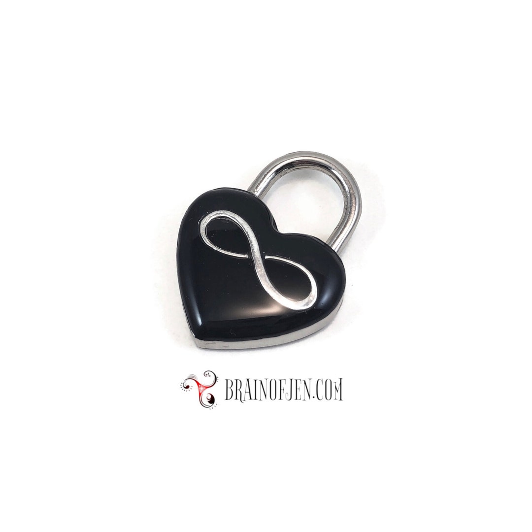 Infinity Symbol Silver and Black Heart Shaped Working Lock for Slave ...