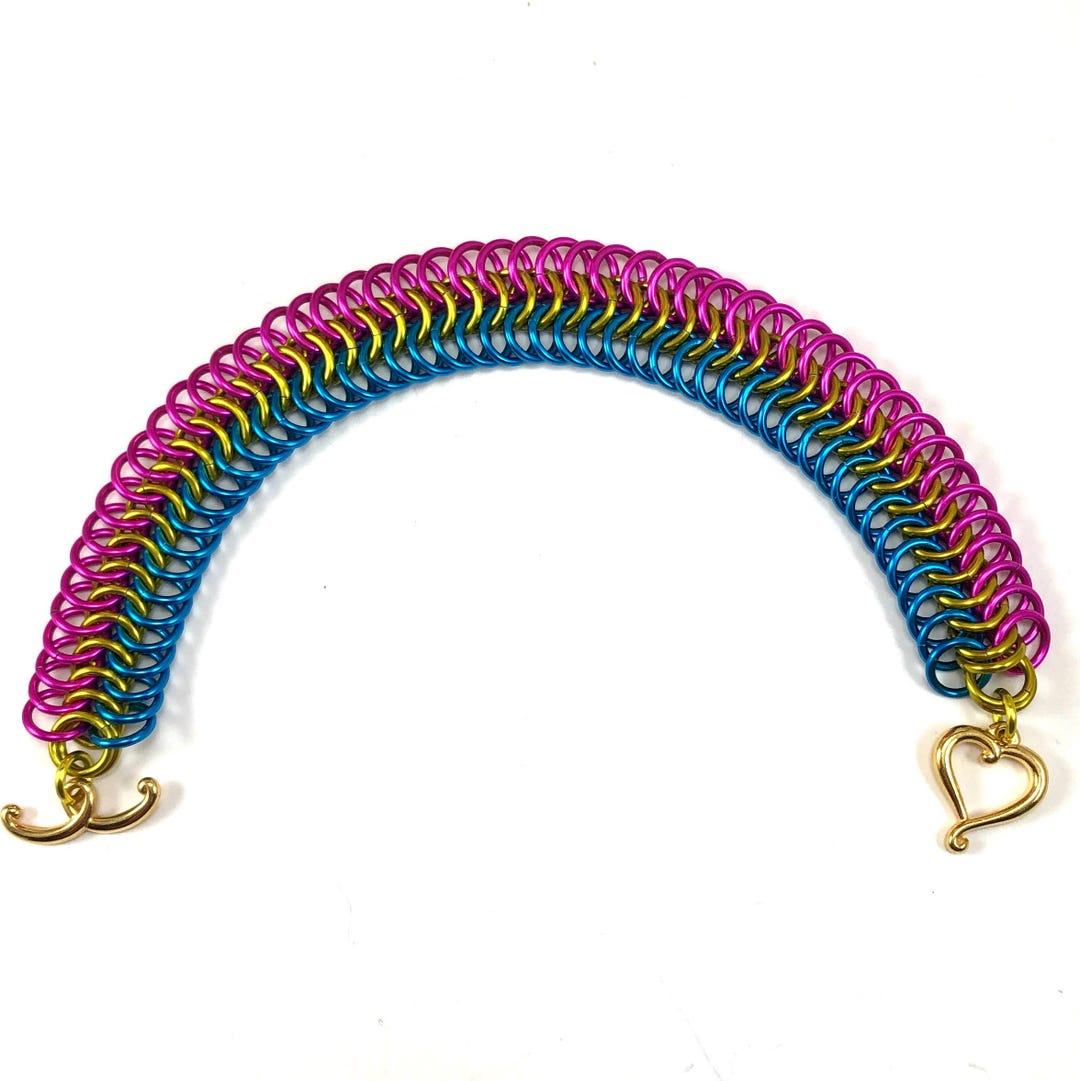 Pansexual Pride Flag Chainmaille Cuff Bracelet - Etsy