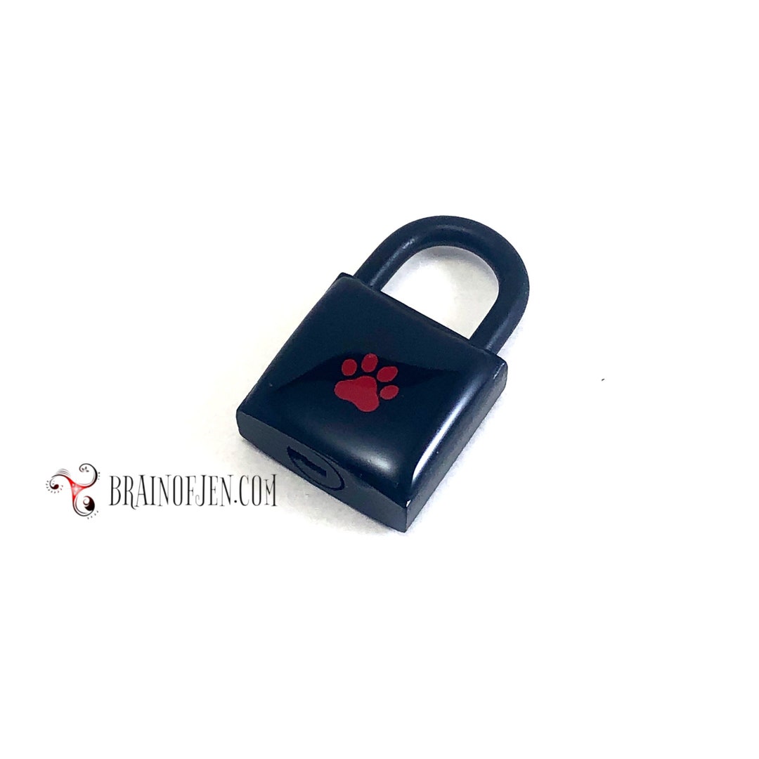 Black Padlock With Red Paw Print - Etsy