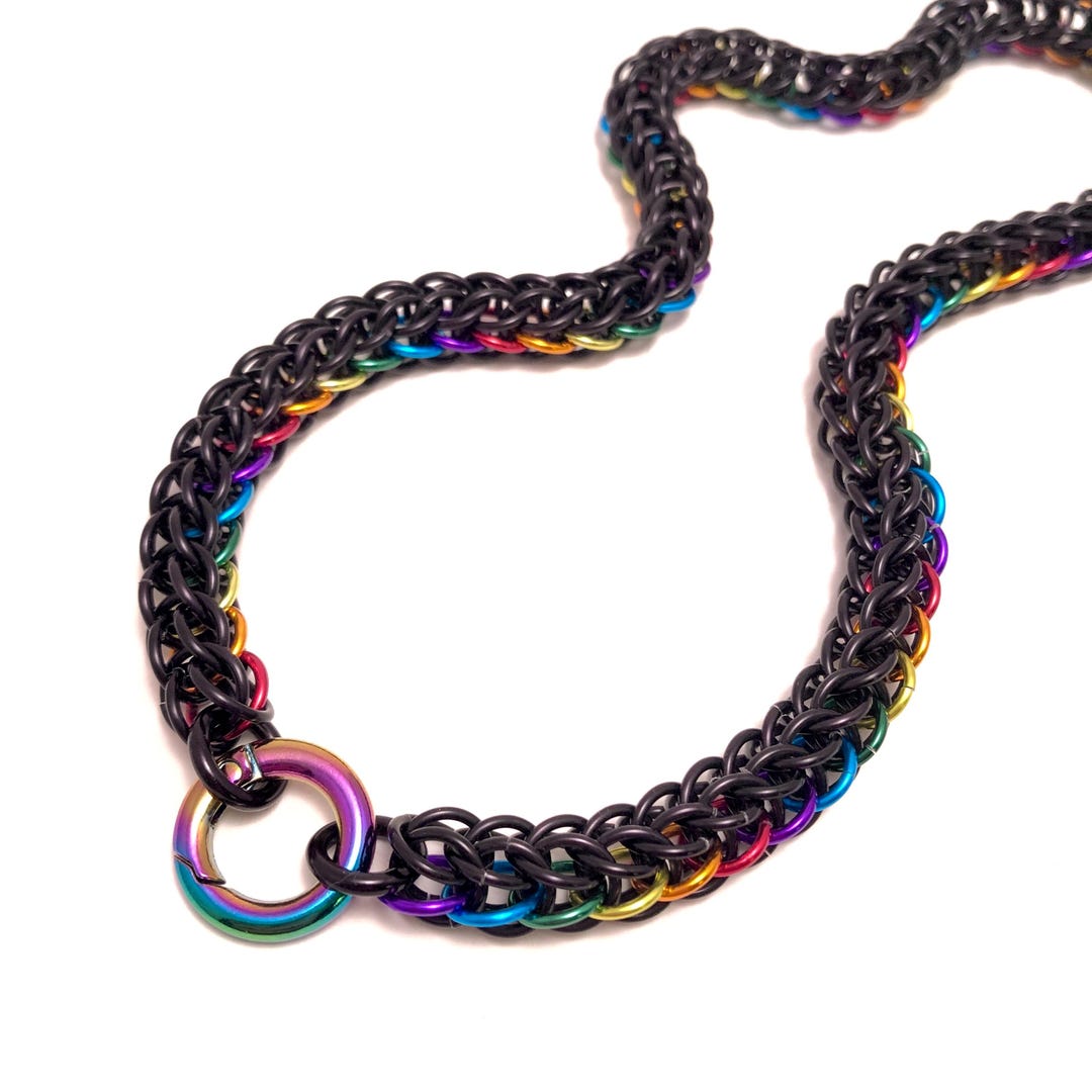Black LGBTQ Pride Rainbow Flag Discreet Non-locking Day Collar ...