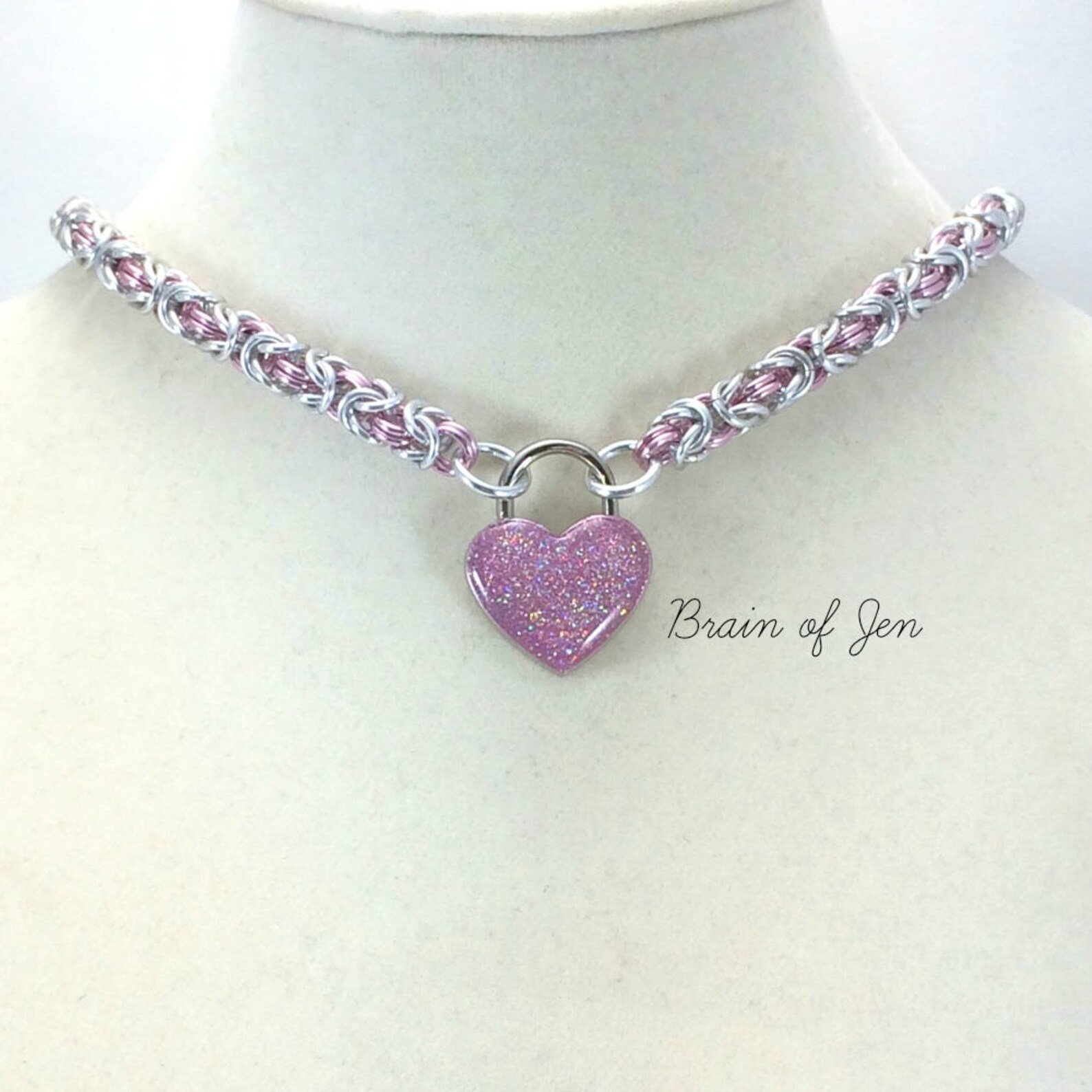 BDSM Slave Collar Silver & Pink Submissive Collar With Small - Etsy