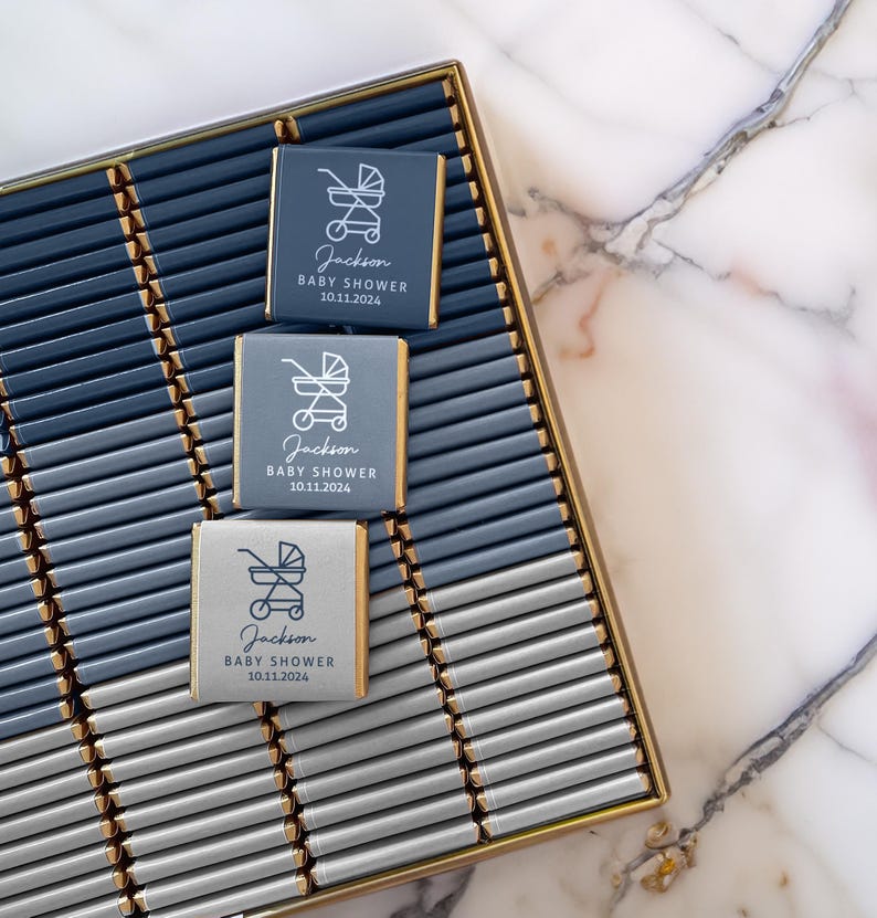 Personalized Baby Shower Chocolate Favors, Gold & Silver Foil, Set of ...