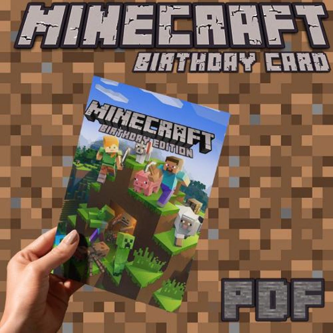 Minecraft Birthday Card Printable - Etsy
