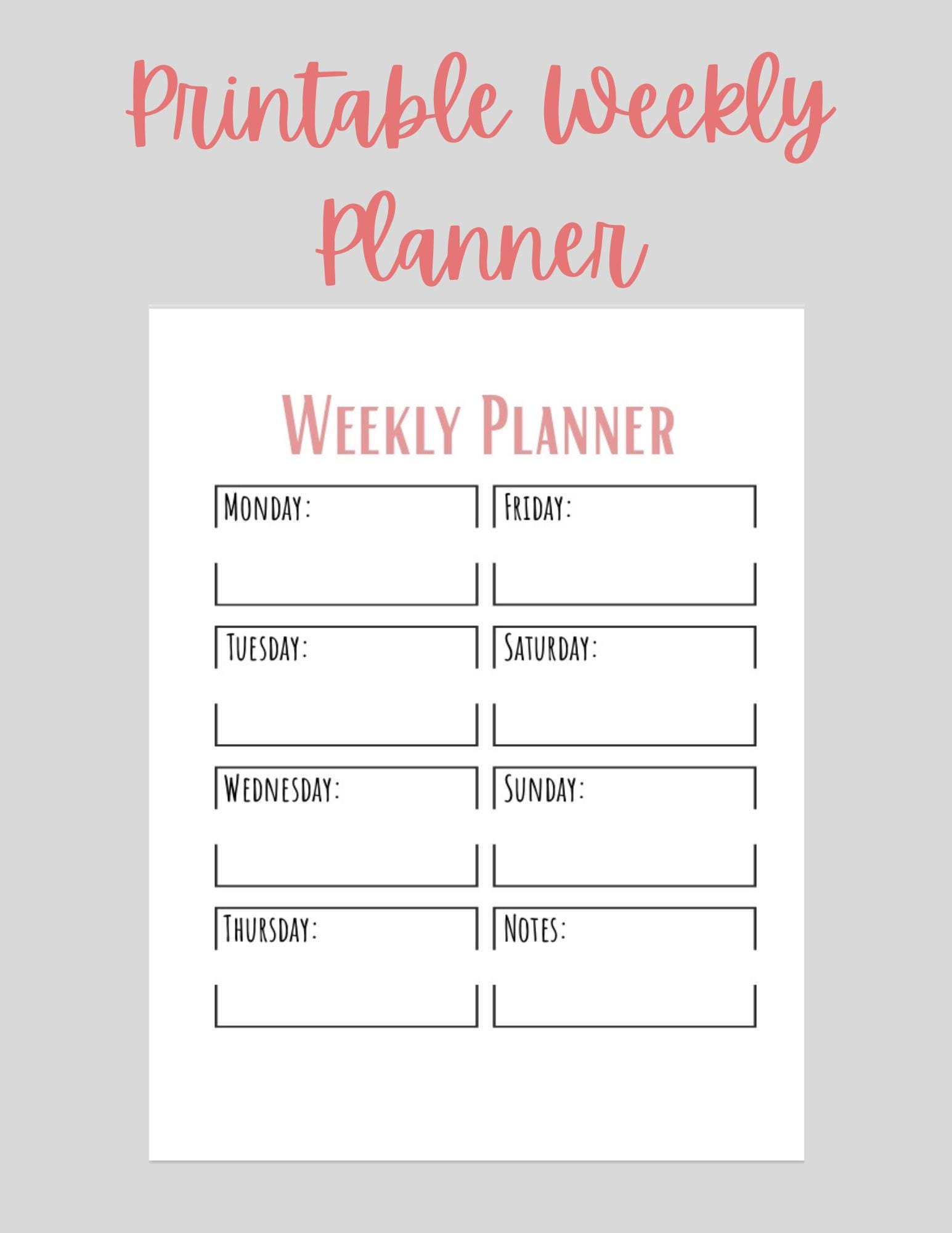 Weekly Planner Printable - Etsy