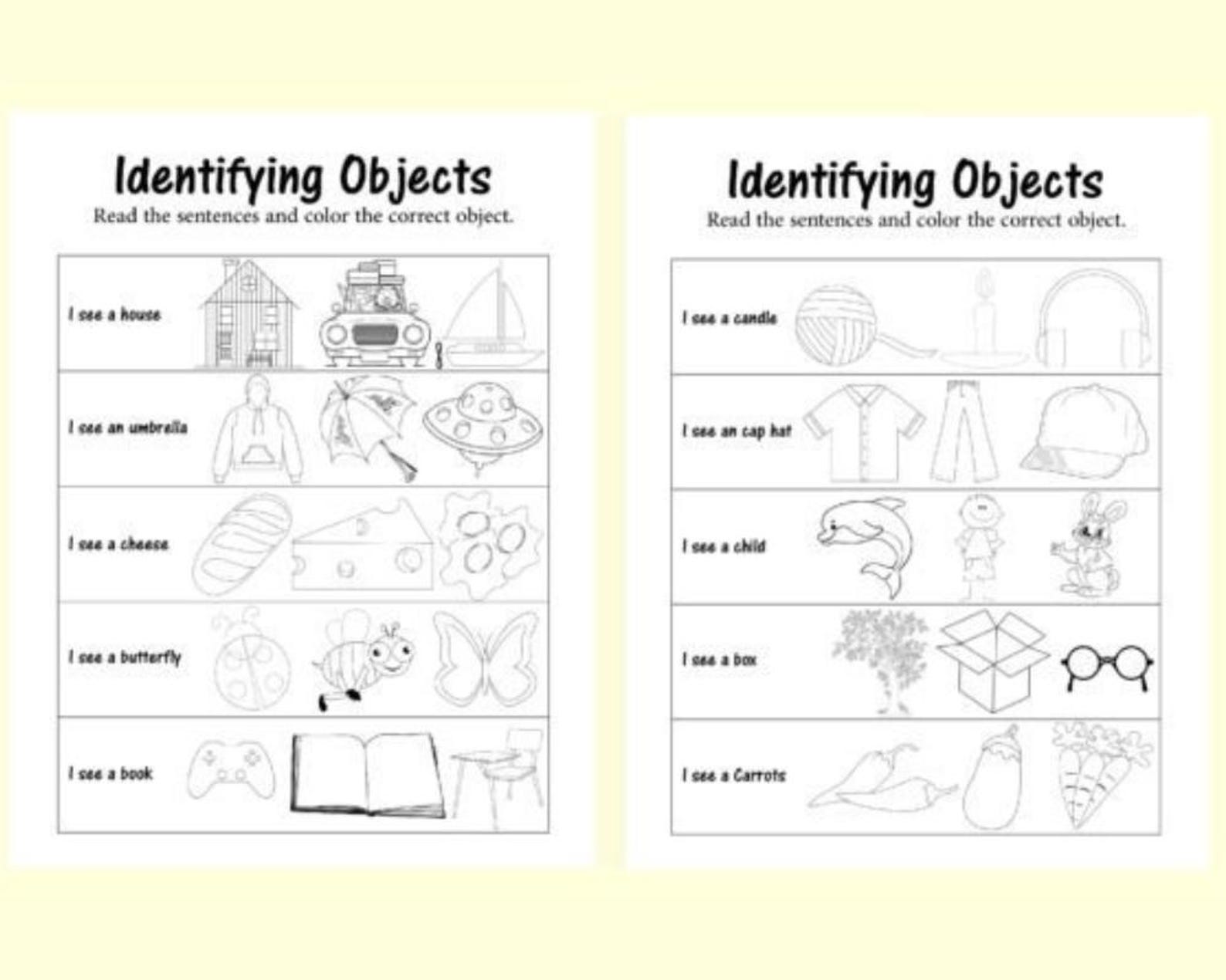 Identifying Objects Comprehension Worksheets for Kids – Early Learning ...