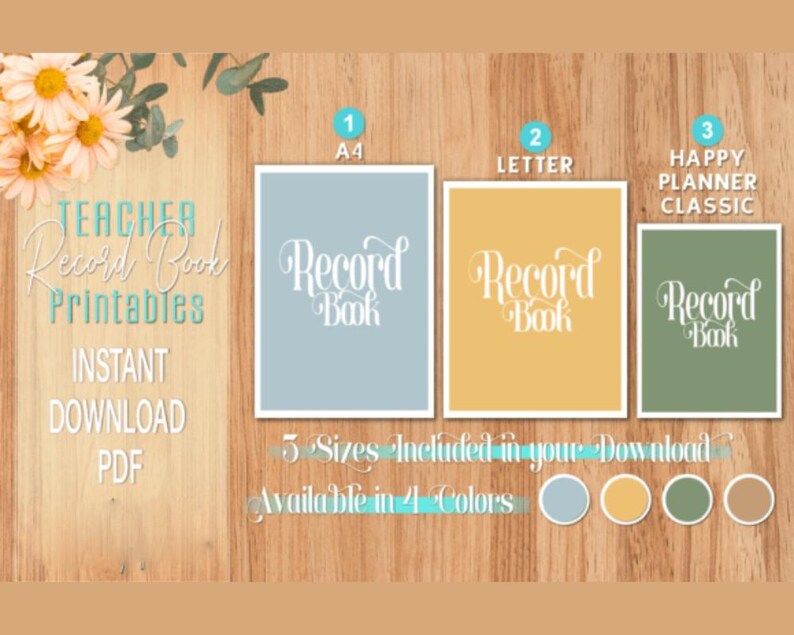 Printable Teacher Record Book – Track Attendance and Grades | Editable ...