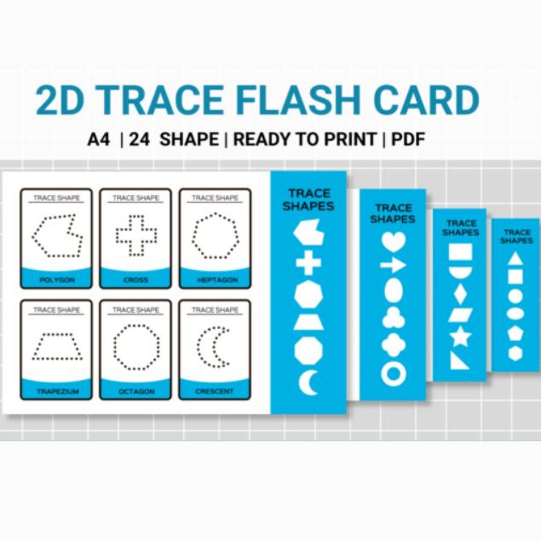 Learn & Trace 2D Shapes - Fun Flashcards for Little Learners - Etsy