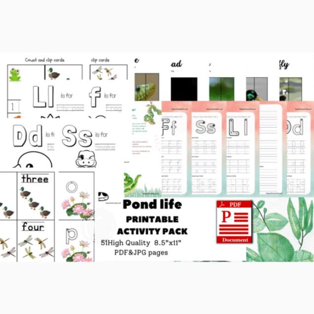 Printable Pond Life Activity Pack for Kids – 51 Pages PDF | Fun ...