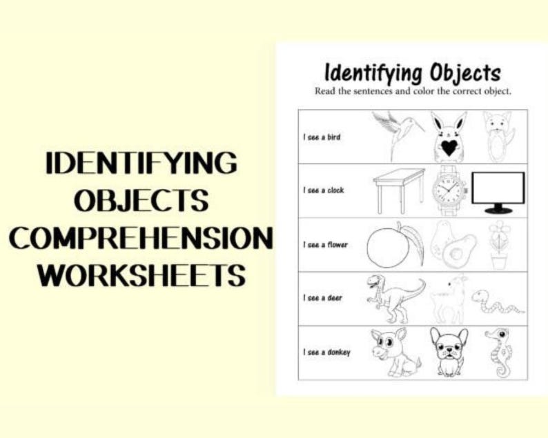 Identifying Objects Comprehension Worksheets for Kids – Early Learning ...
