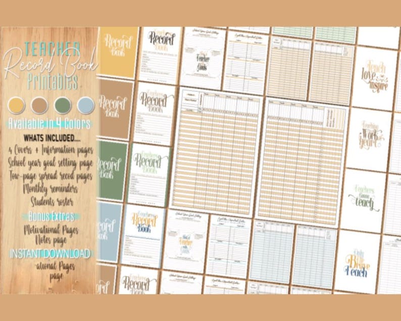 Printable Teacher Record Book – Track Attendance and Grades | Editable ...