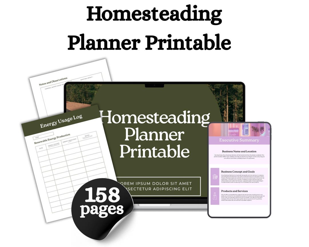 Homesteading Planner Printable | Editable Template to Organize Tasks ...