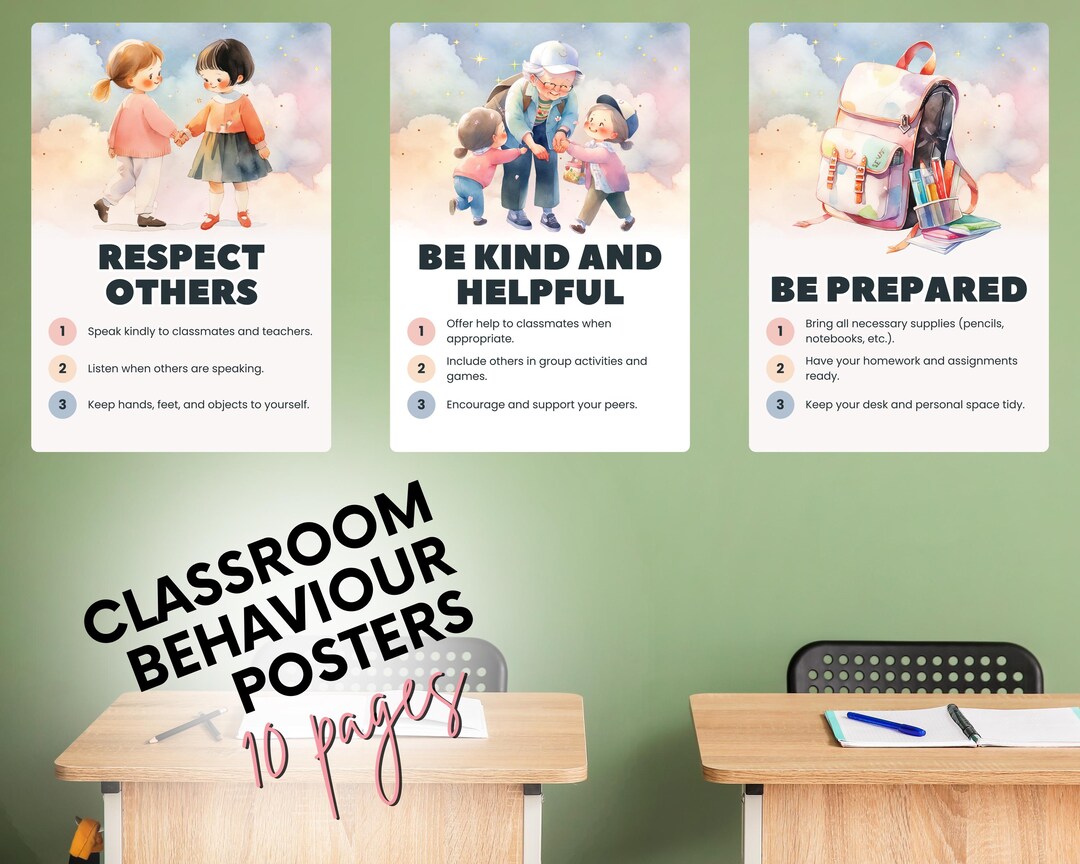 Editable Classroom Behavior Poster | Canva Template for Teachers ...