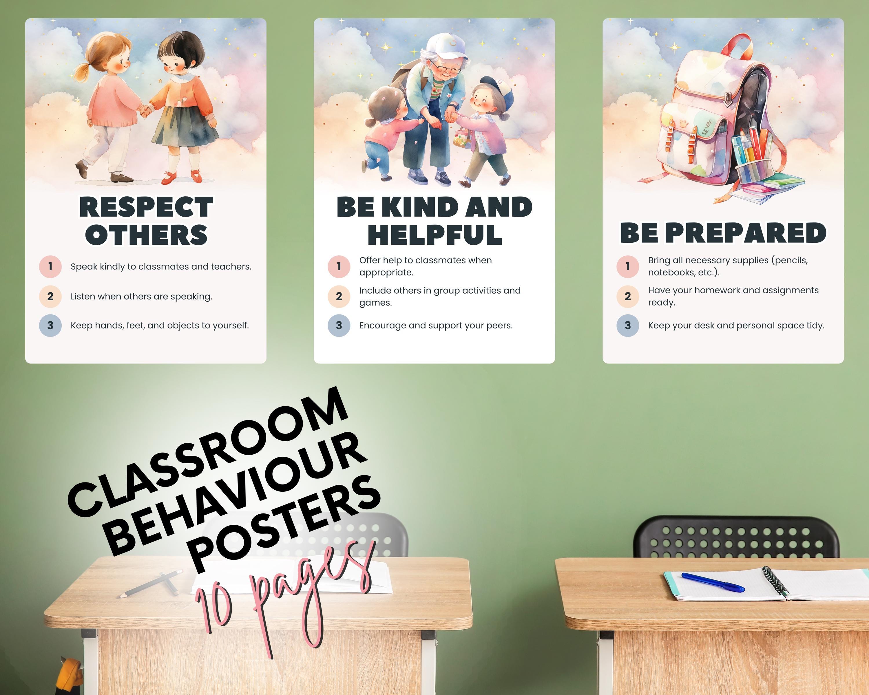 Editable Classroom Behavior Poster | Canva Template for Teachers ...