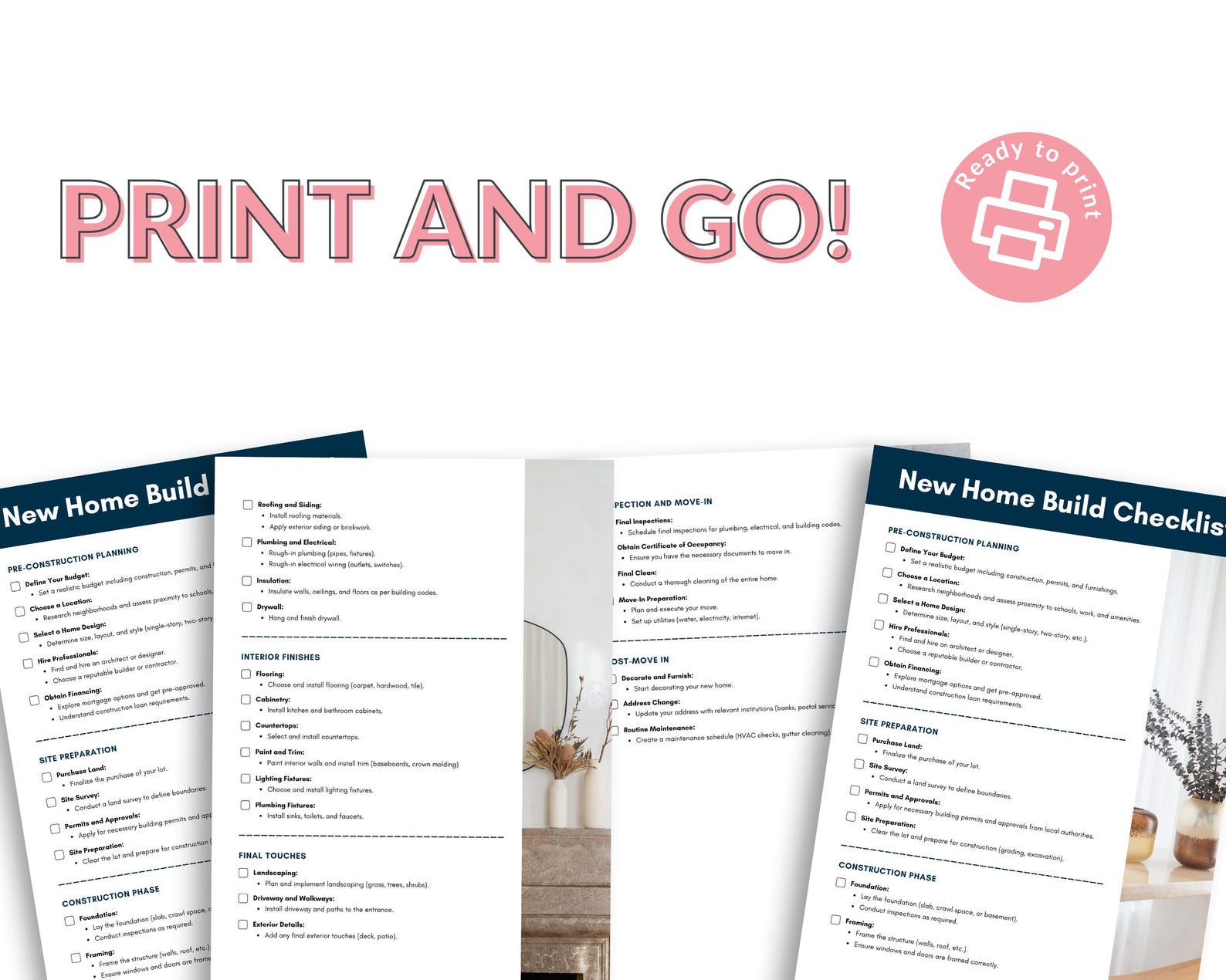 New Home Build Checklist | Printable PDF and Canva Template | Home ...