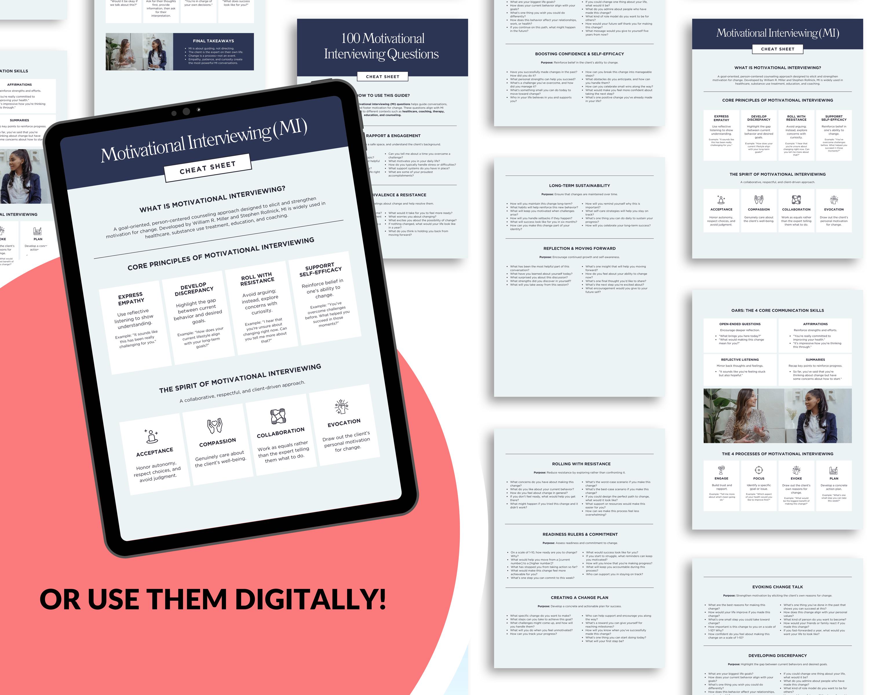 Motivational Interviewing Cheat Sheet | Canva Template + Printable PDF ...