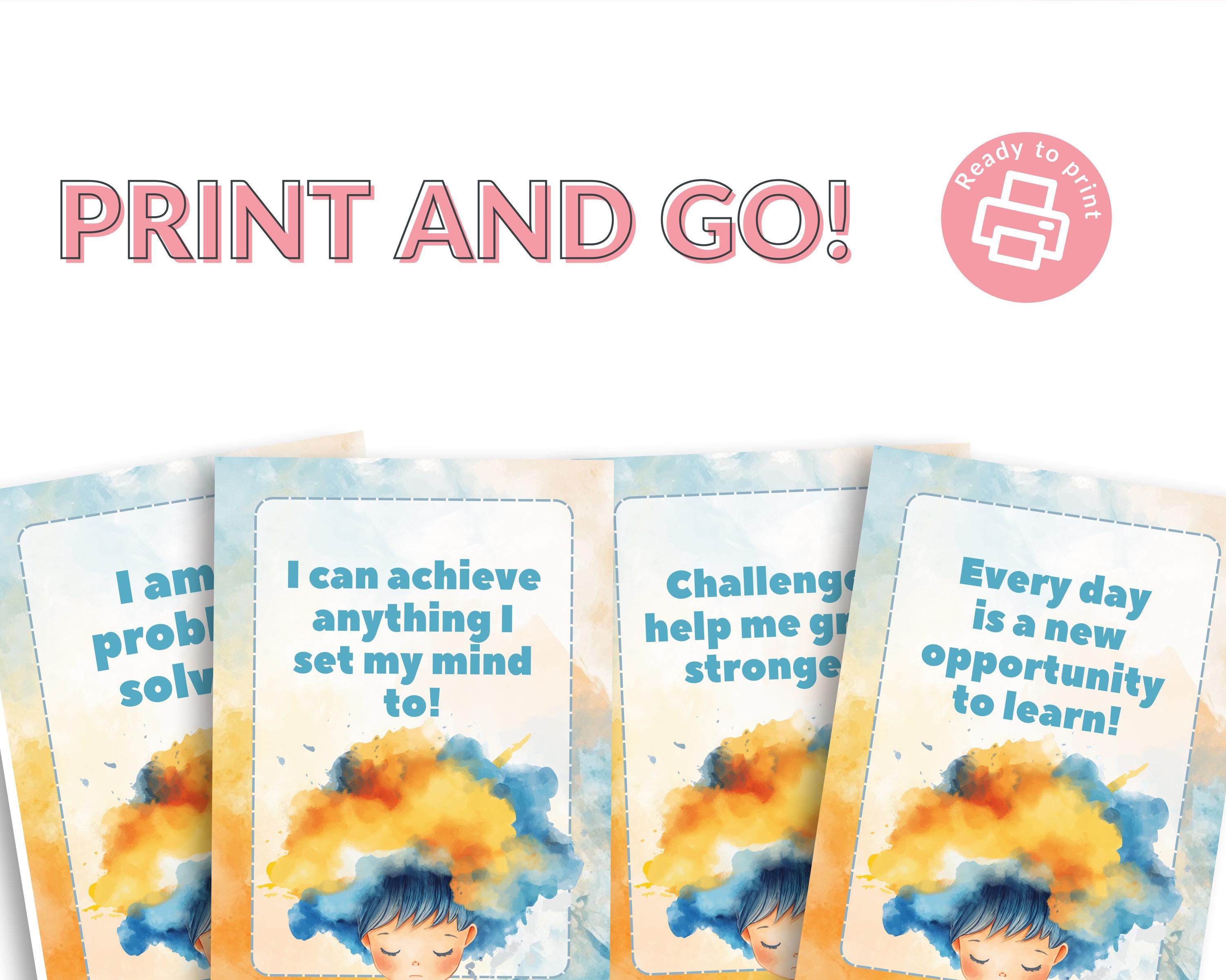 Growth Mindset Affirmation Cards for Kids | 21-card Printable PDF ...