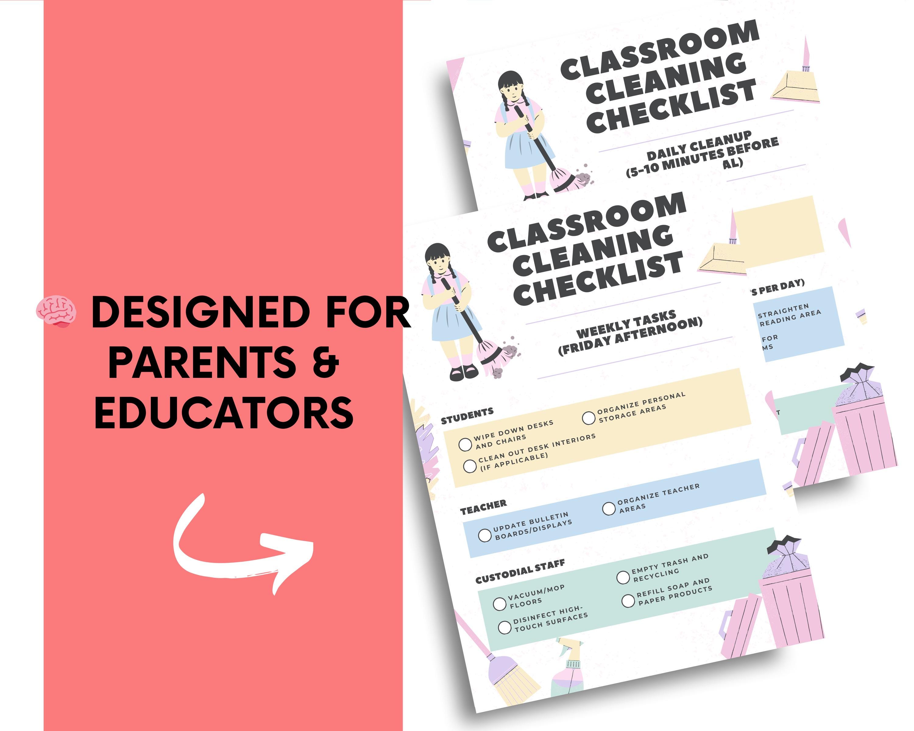 Classroom Cleaning Checklist | Editable Canva Template | Teacher ...