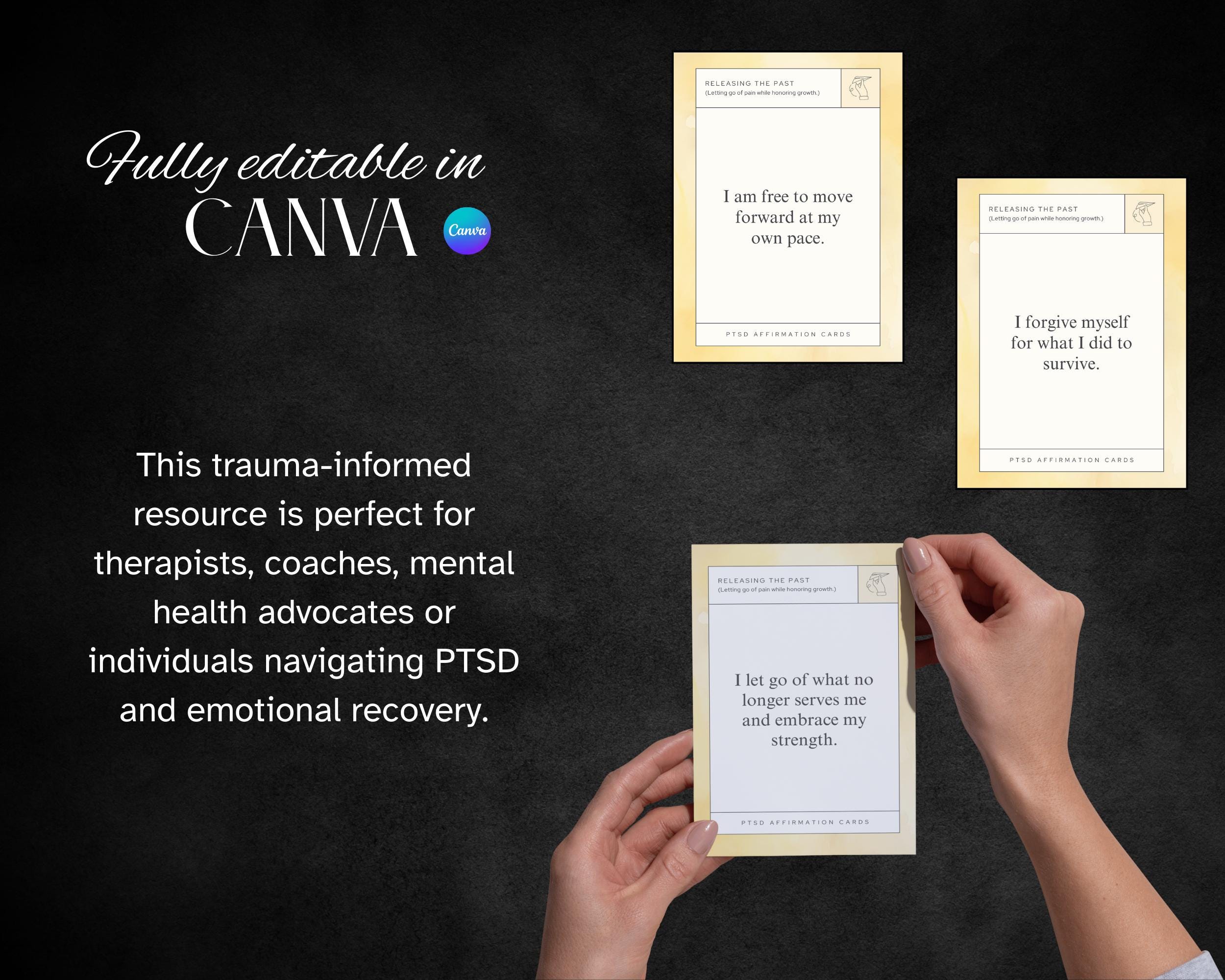 PTSD Affirmation Cards | Printable PDF and Canva Template | 30 Trauma ...
