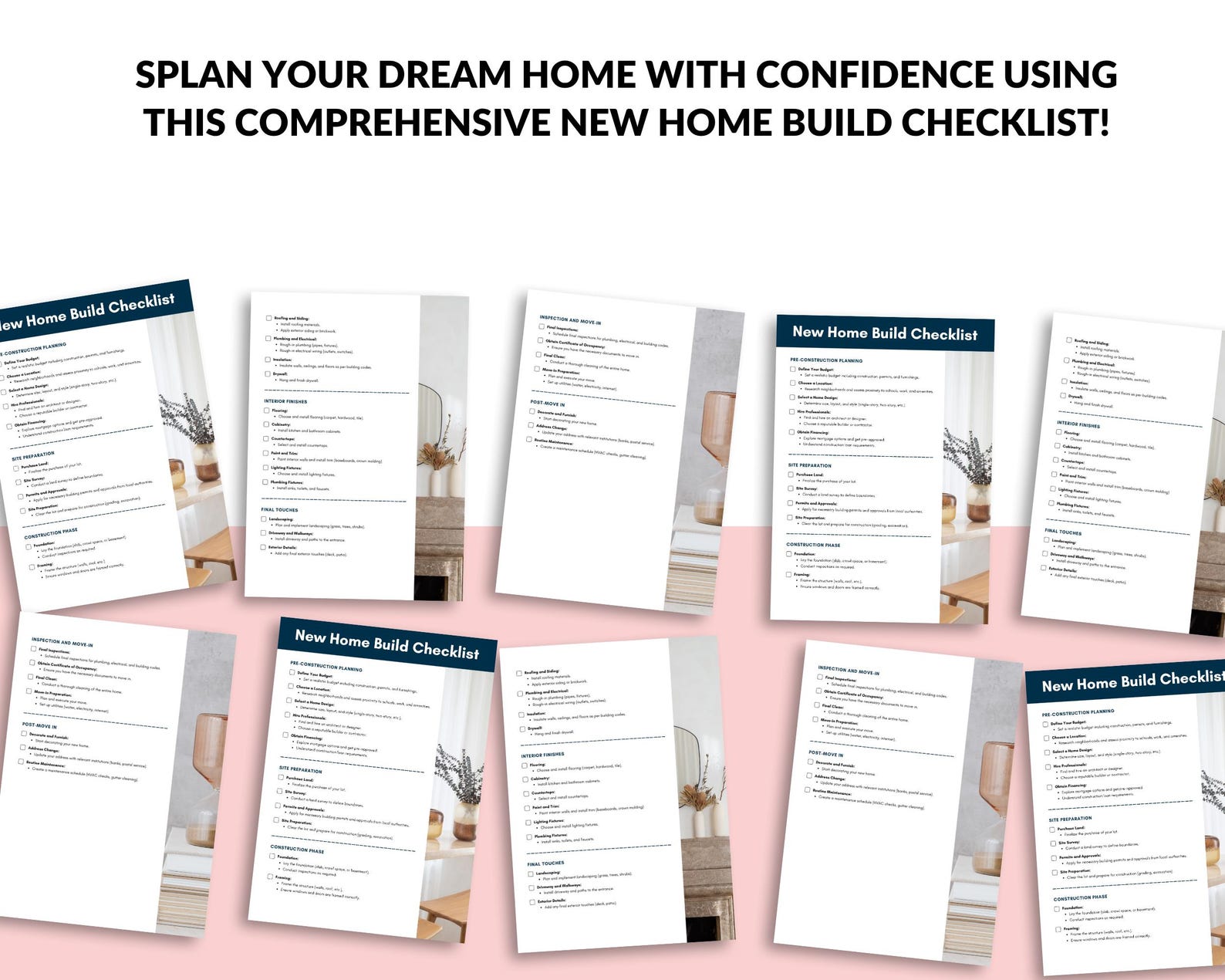 New Home Build Checklist | Printable PDF and Canva Template | Home ...