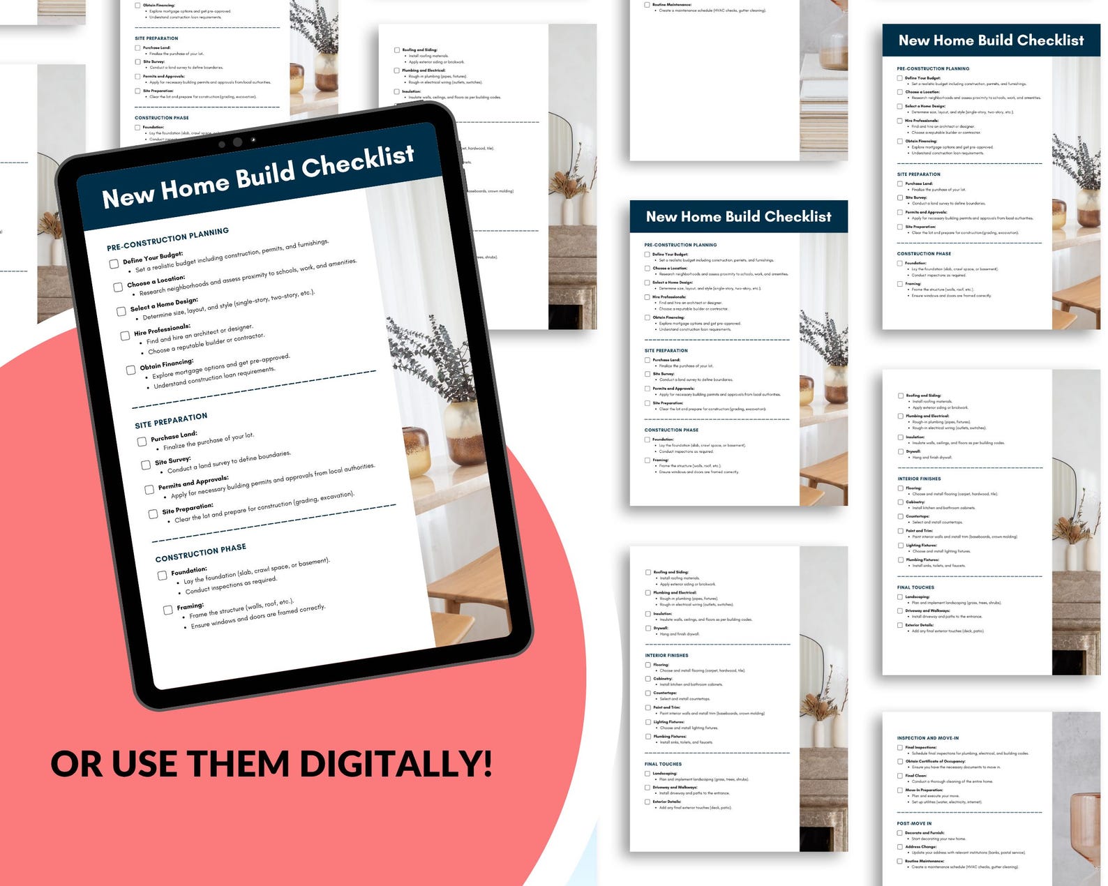 New Home Build Checklist | Printable PDF and Canva Template | Home ...