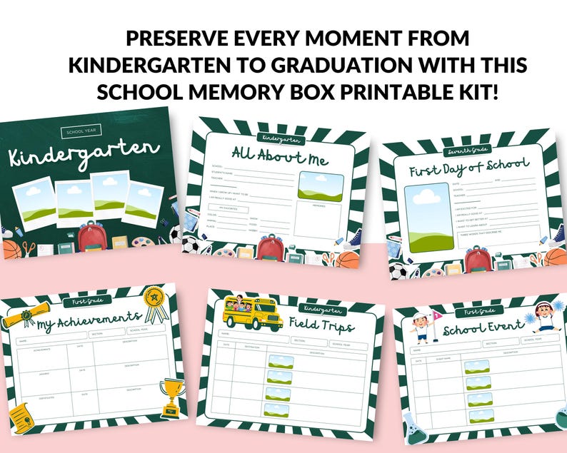 School Memory Box Printable Kit | 92-page Editable Canva Template ...