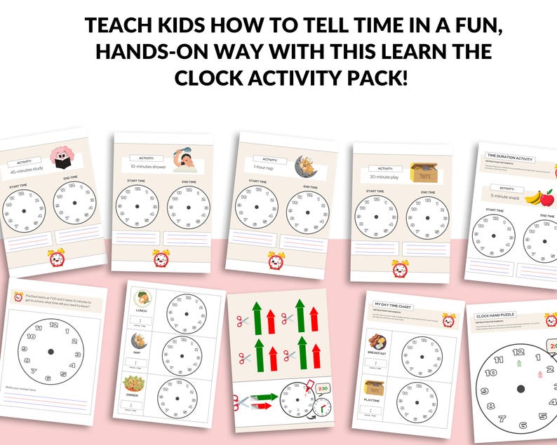 Learn the Clock for Kids | Printable Time-telling Worksheets | Hands-on PDF Activities for ...