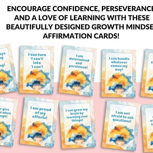 Growth Mindset Affirmation Cards for Kids | 21-card Printable PDF ...