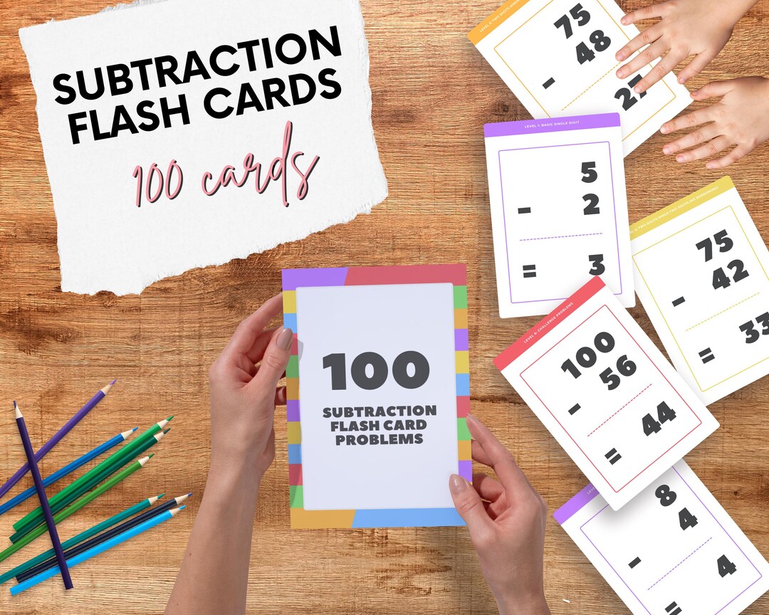 Math Made Easy: 100 Subtraction Flash Cards - Printable PDF for ...